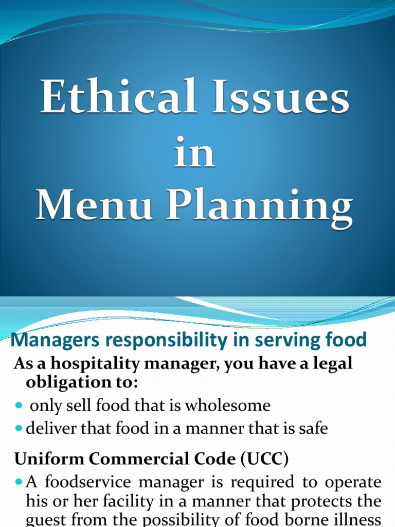 Ethical Issuesin Menu Planning | PDF | Menu | Foodborne Illness
