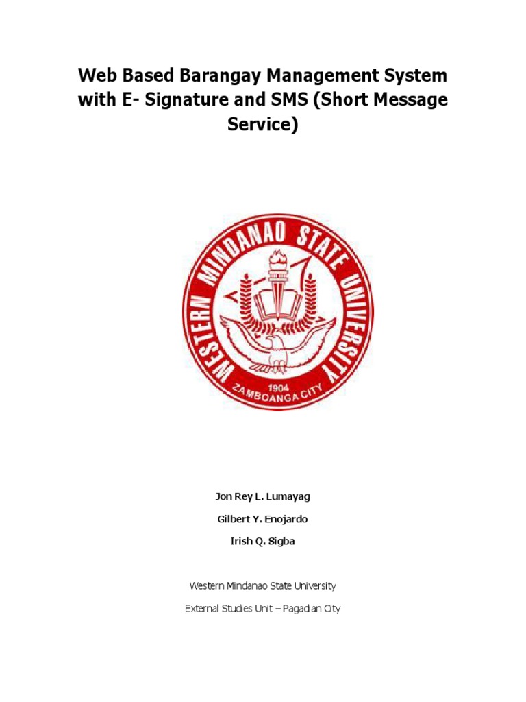 Web Based Barangay Managemen System With E-Signature and SMS | PDF ...