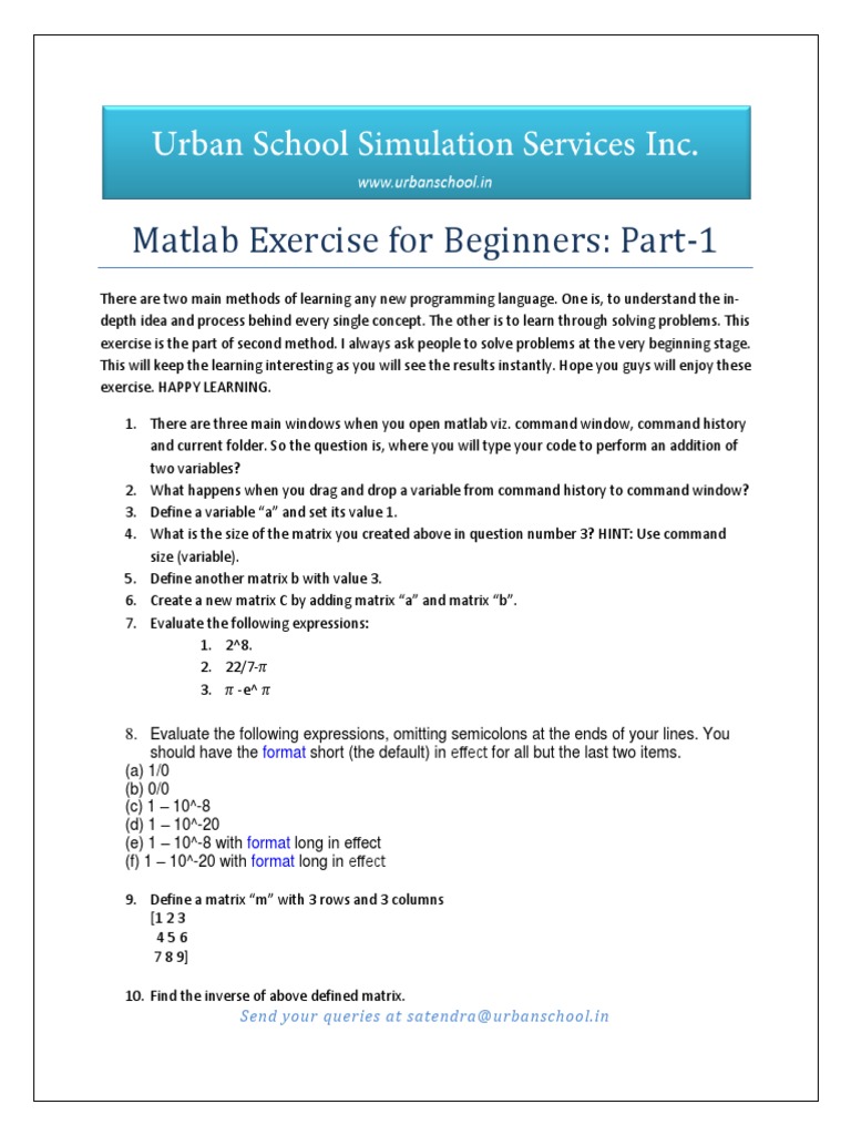 Exercise1 Matlab For Your Easy Understand | PDF | Teaching Methods ... Exercise1 Matlab For Your Easy Understand | PDF | Teaching Methods ...