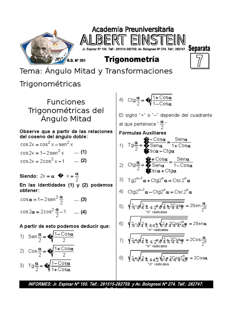 Problemas de Trigonometría Avanzada | PDF | Funciones trigonométricas ...
