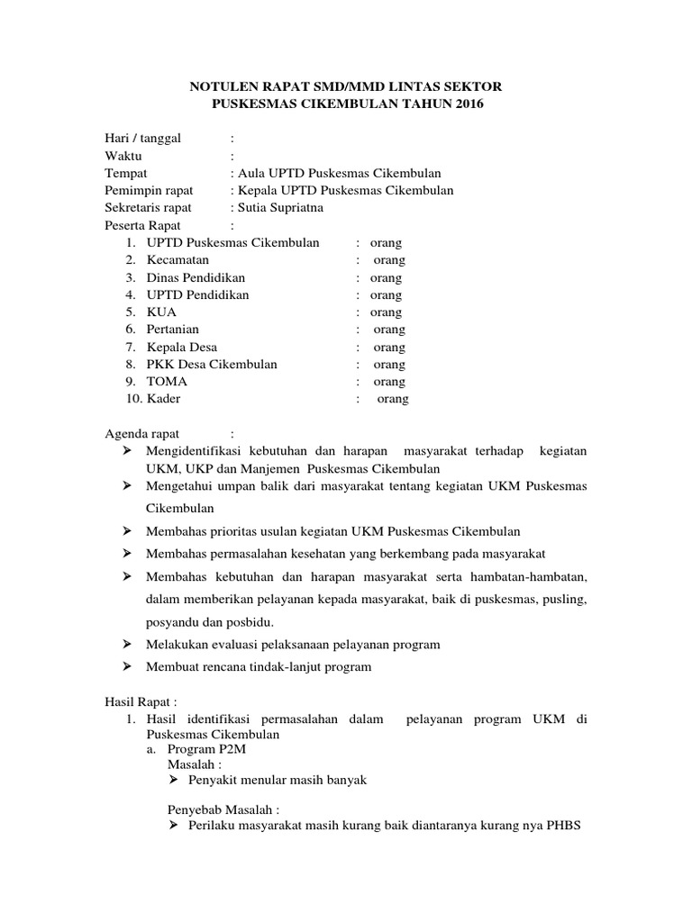 Notulen Rapat SMD MMD | PDF