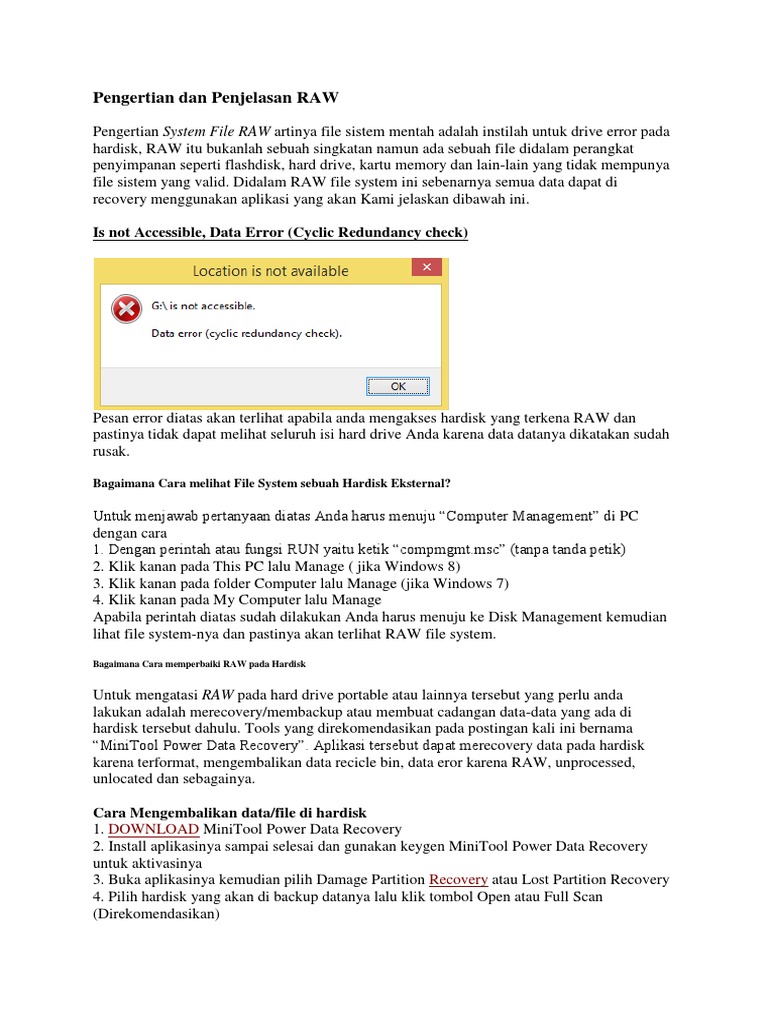 Pengertian dan Cara Mengatasi RAW Disk | PDF | Bisnis | Komputer