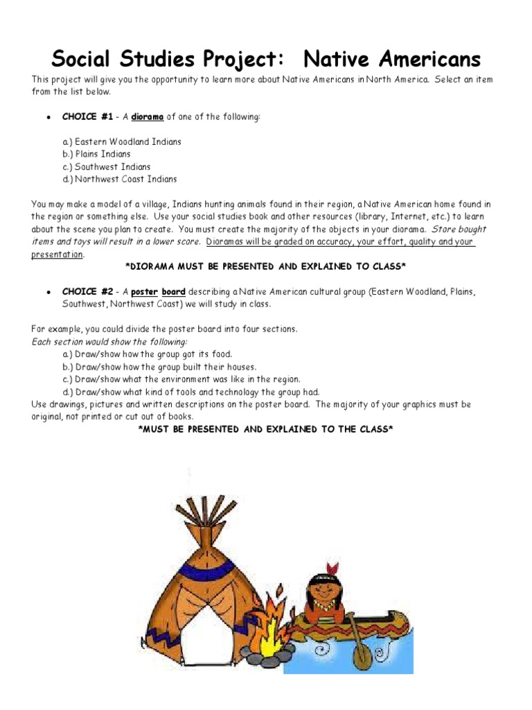 5th Grade Native American Project Guide | PDF | Native Americans In The ...