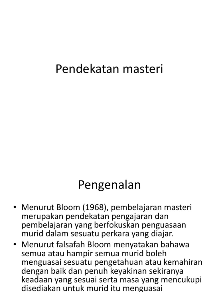 Pendekatan Masteri | PDF
