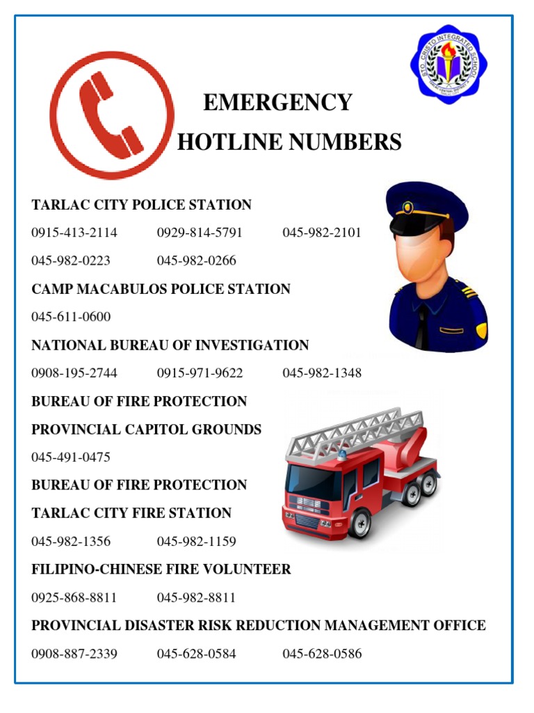 Tarlac City Emergency Hotline Numbers | PDF