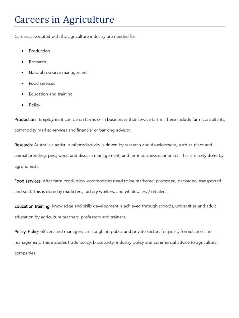 Careers in Ag | PDF | Farms | Agriculture
