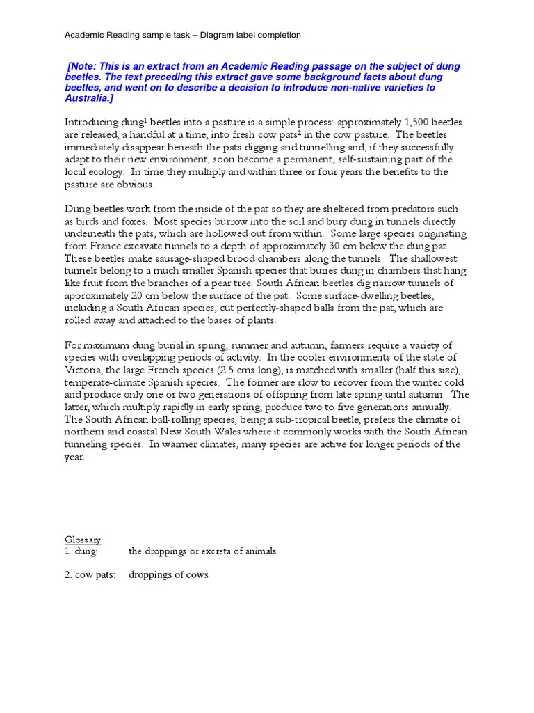 Academic Reading Sample Task Diagram Label Completion PDF | PDF ...