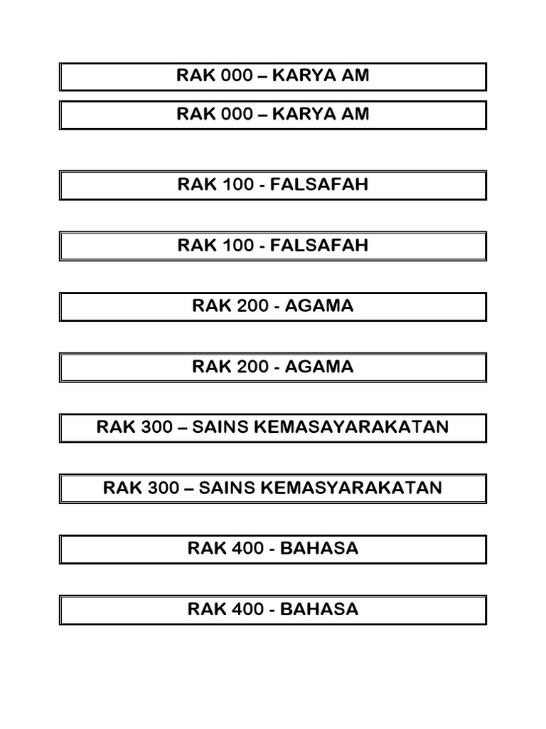 Label Rak Buku | PDF