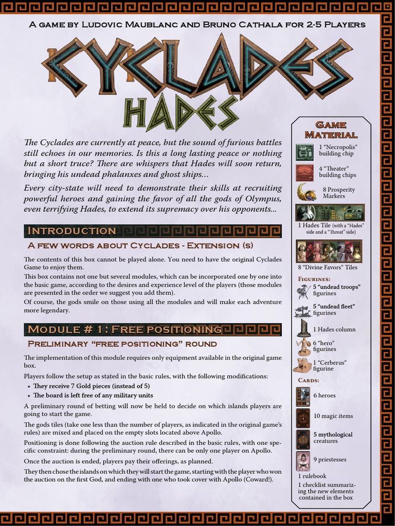 Cyclades Hades Expansion Rules EN | PDF | Apollo | Hades