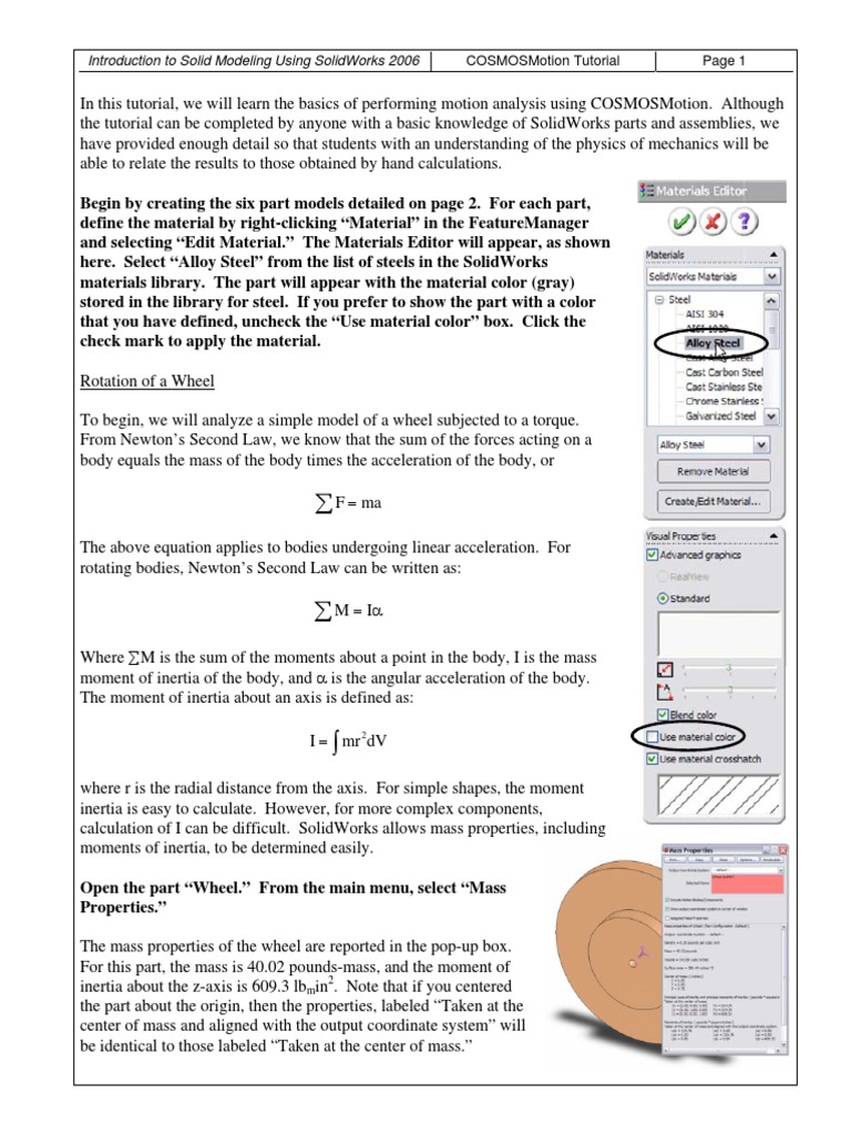 Introduction To Solid Modeling Using Solidworks 2006: Cosmosmotion ...