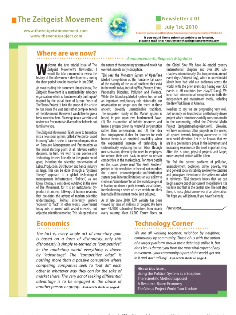 The Zeitgeist Movement: Where Are We Now? | PDF | Labour Economics ...