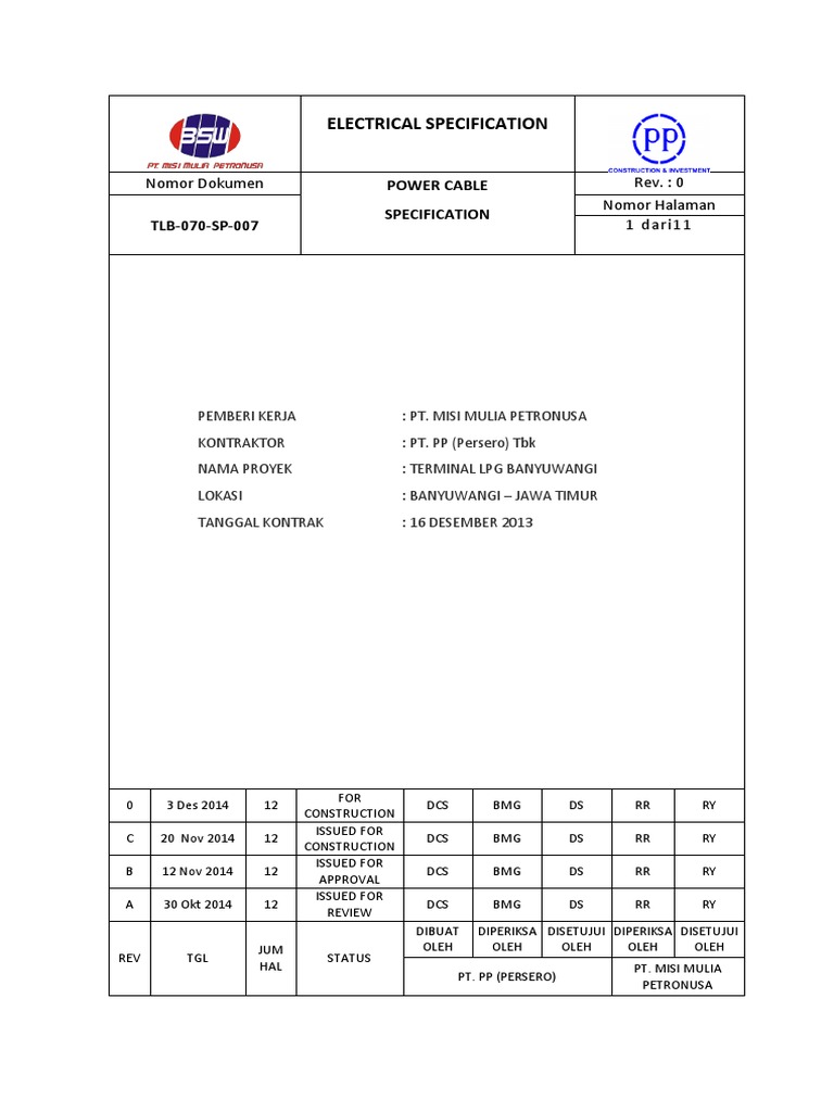Power Cable Specification | PDF | Kabel | Pasokan Daya