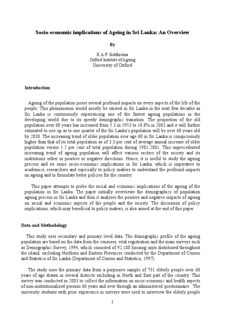 Socio Economic Implications | PDF | Pension | Ageing