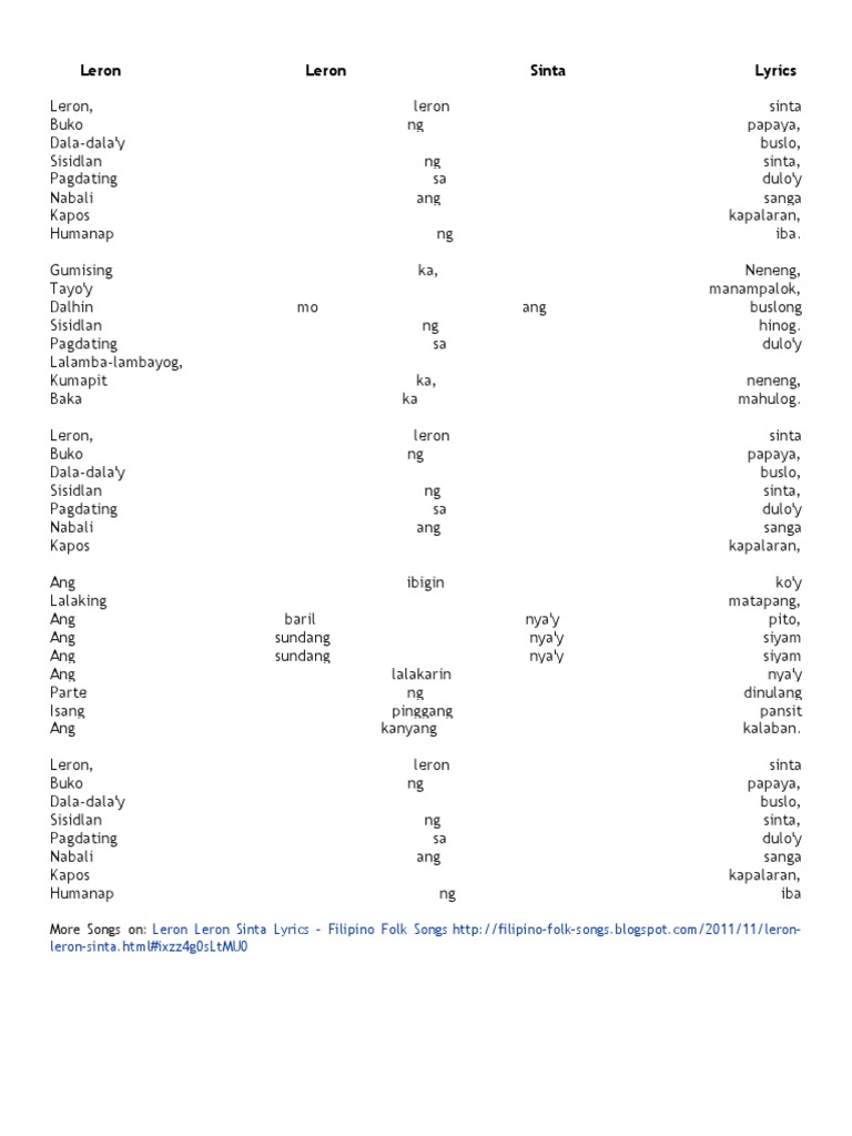 Leron Leron Sinta | PDF