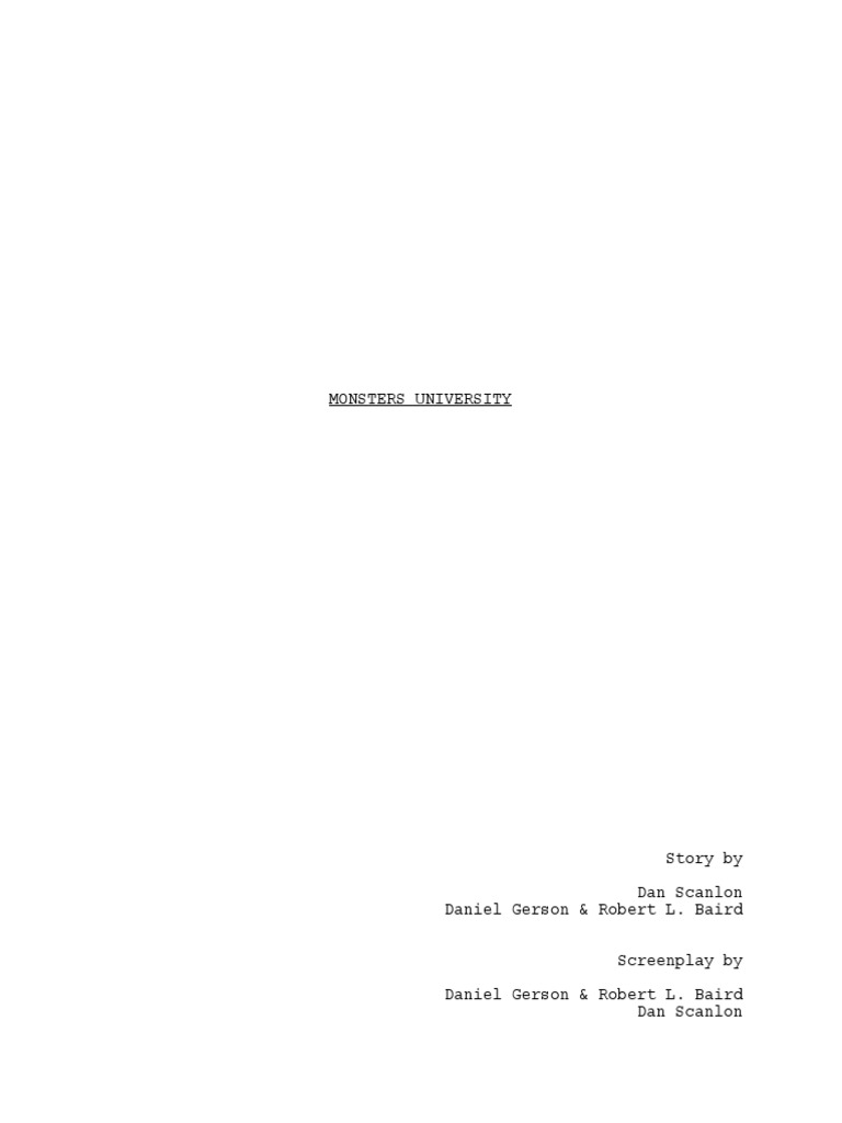 Monsters University Screenplay PDF | PDF