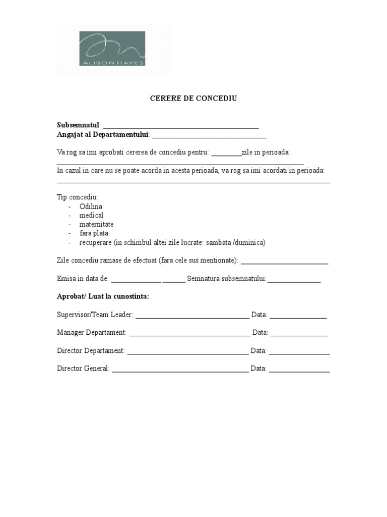 Cerere Concediu