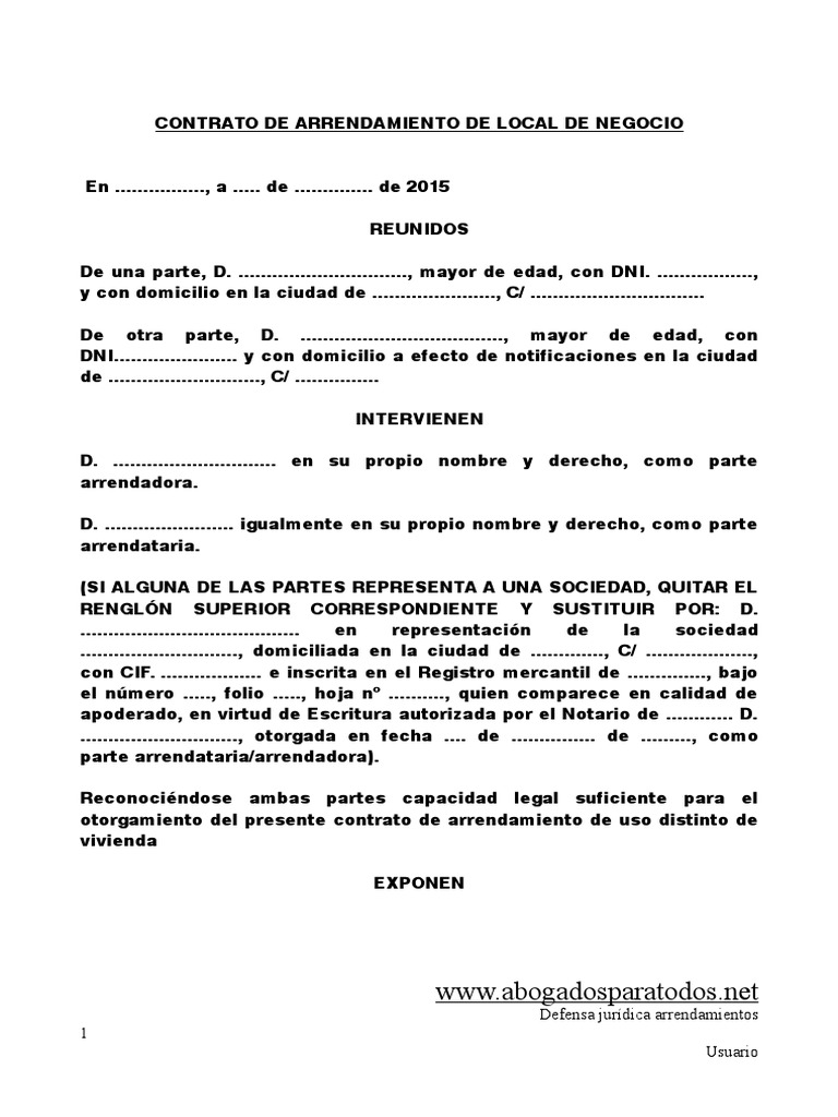Contrato de Arrendamiento de Oficina o Despacho | Alquiler | Derecho ...