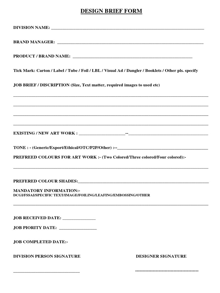 Design Brief Form | PDF