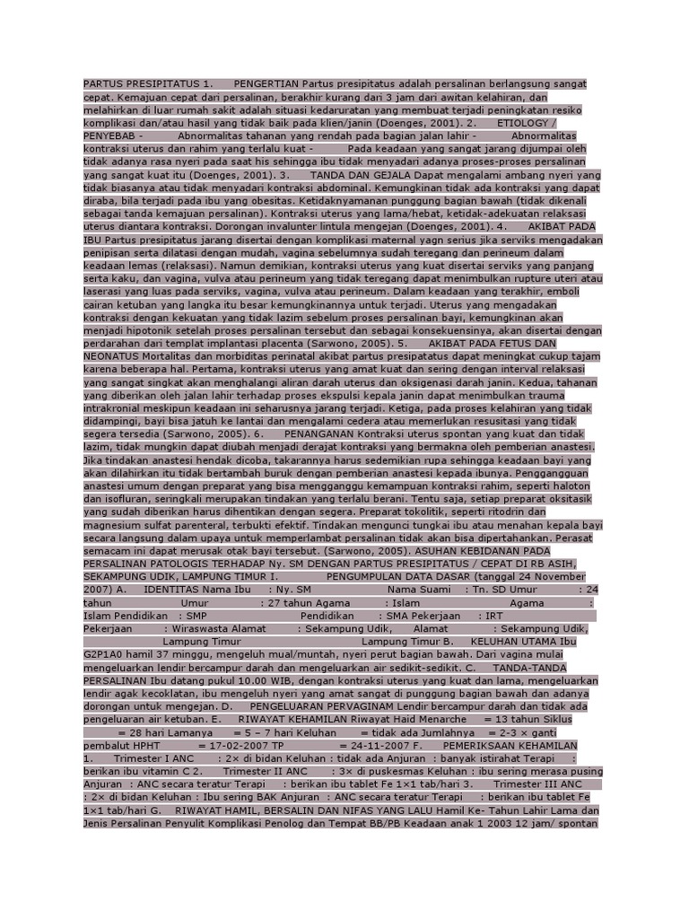 Partus Presipitatus | PDF