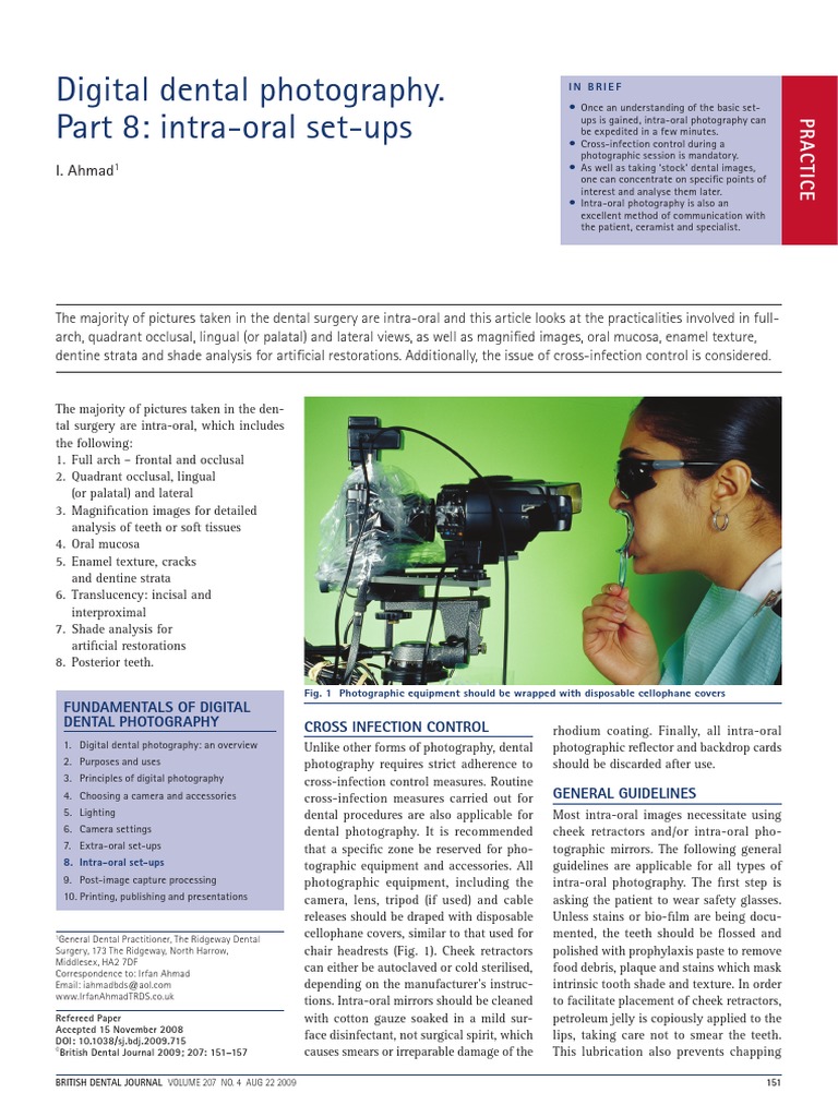 Digital Dental Photography. Part 8: Intra-Oral Set-Ups: I. Ahmad | PDF ...