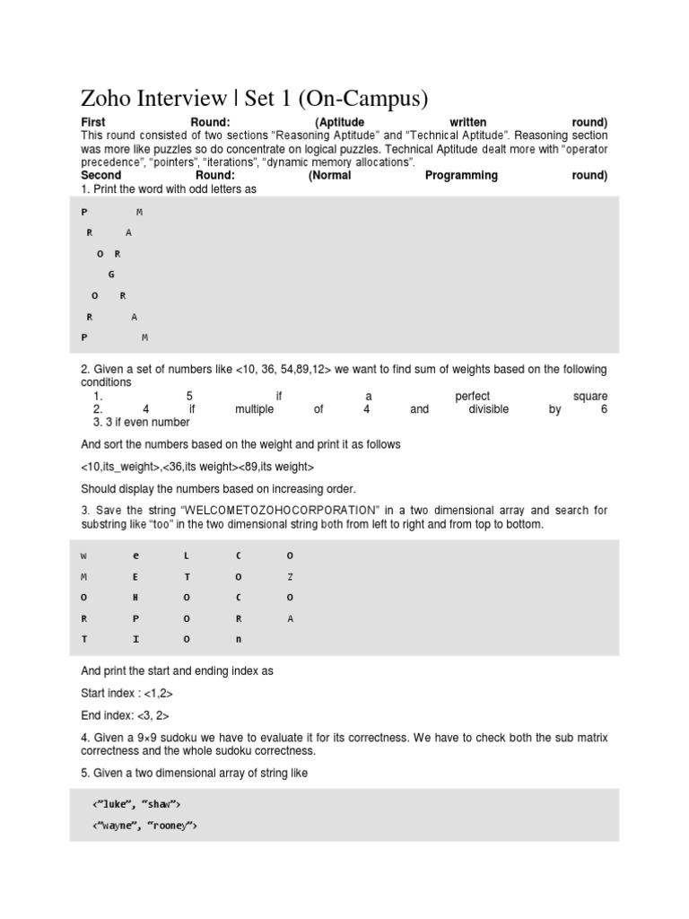 Zoho Interview Questions String Computer Science C Programming Language