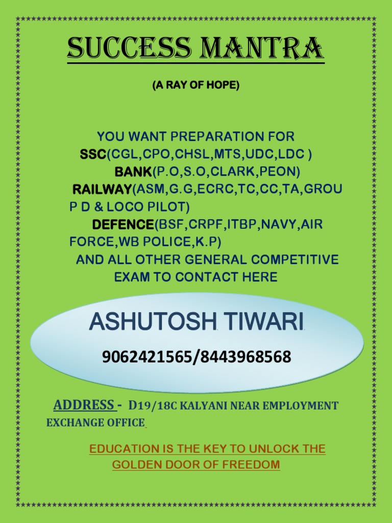 Success Mantra for Competitive Exams | PDF | Business