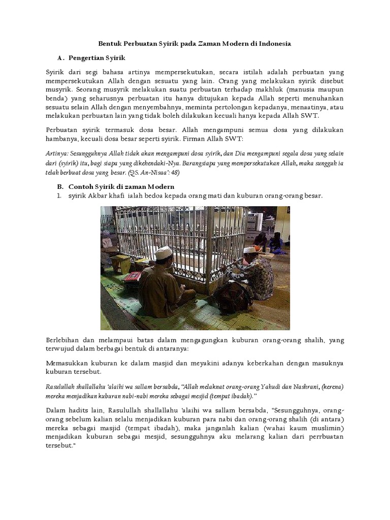 Bentuk Perbuatan Syirik Pada Zaman Modern Di Indonesia | PDF