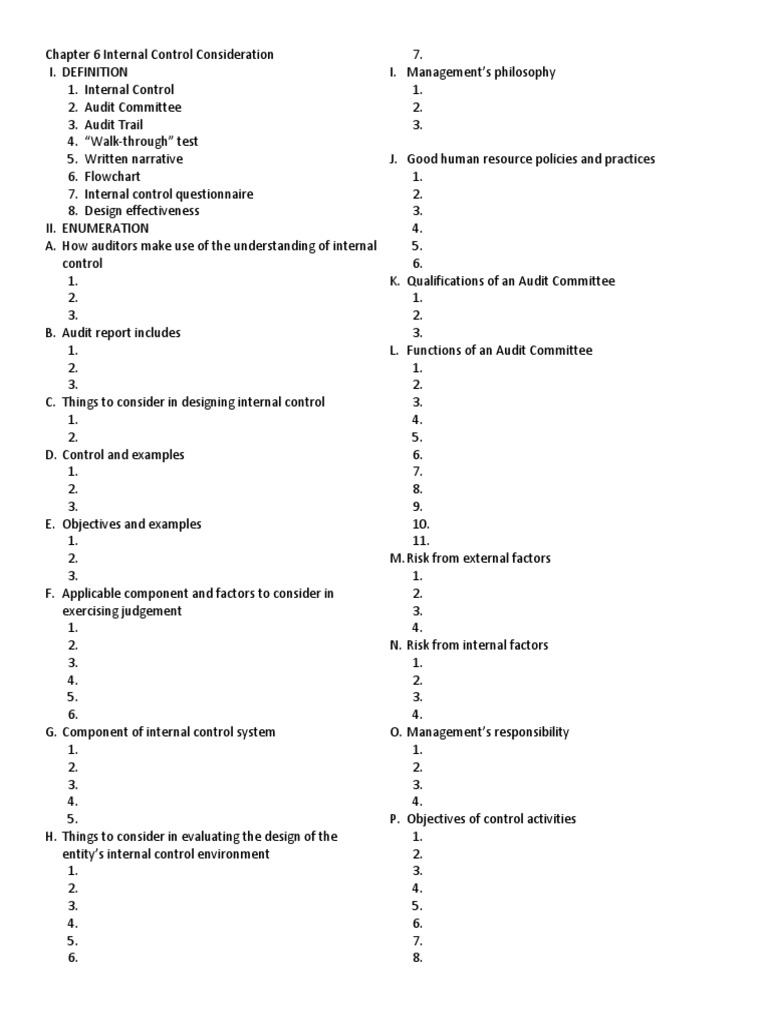 Internal Control Considerations Overview | PDF | Internal Control ...