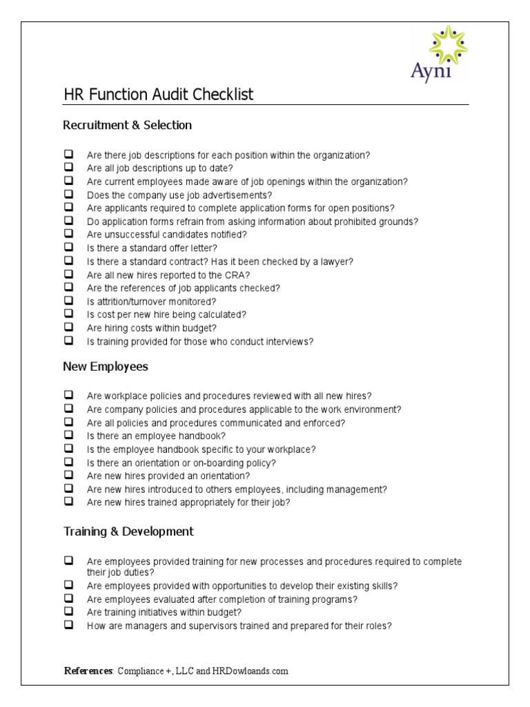 HR Audit Checklist PDF | PDF