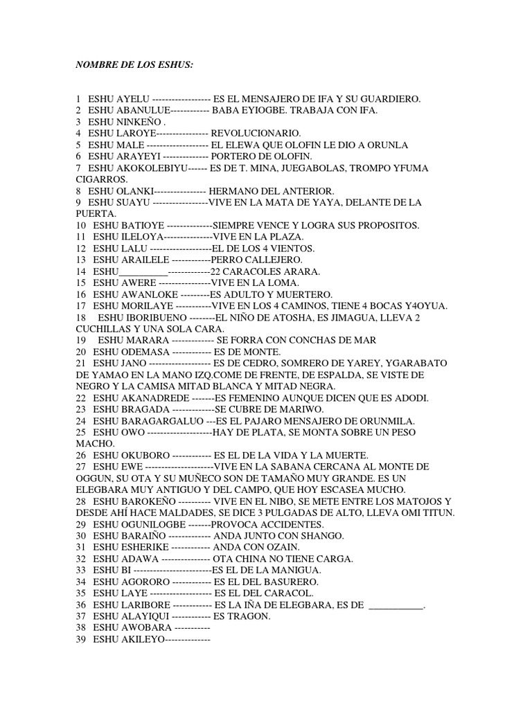 Nombre de Los Eshus | PDF
