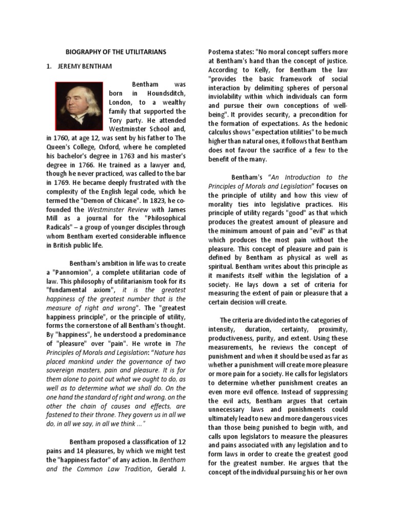 Biography of The Utilitarians | PDF | John Stuart Mill | Utilitarianism