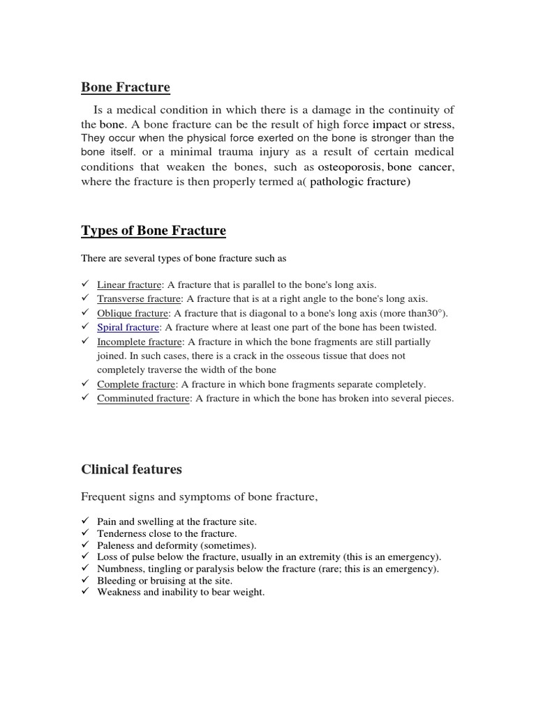 Bone Fracture | PDF | Clinical Medicine | Musculoskeletal System