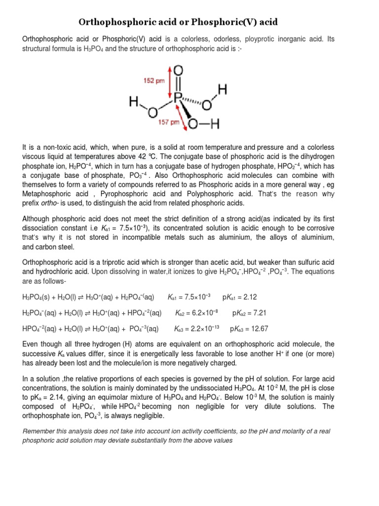 Orthophosphoric Acid or Phosphoric | Phosphoric Acid | Acid