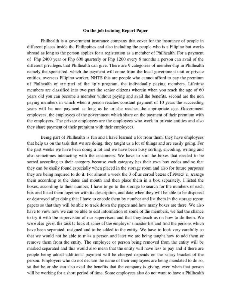 Ojt Report | PDF | Employment | Government Health Care