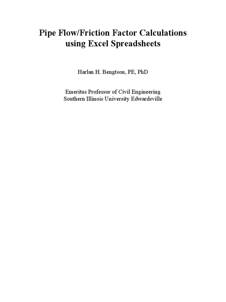 Pipe Flow Friction Factor Calculations With Excel Spreadsheets 3 June ...
