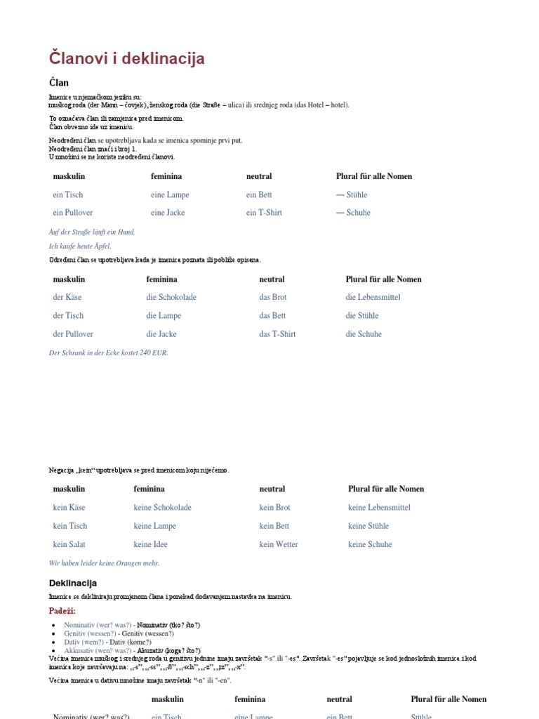 Članovi I Deklinacija | PDF