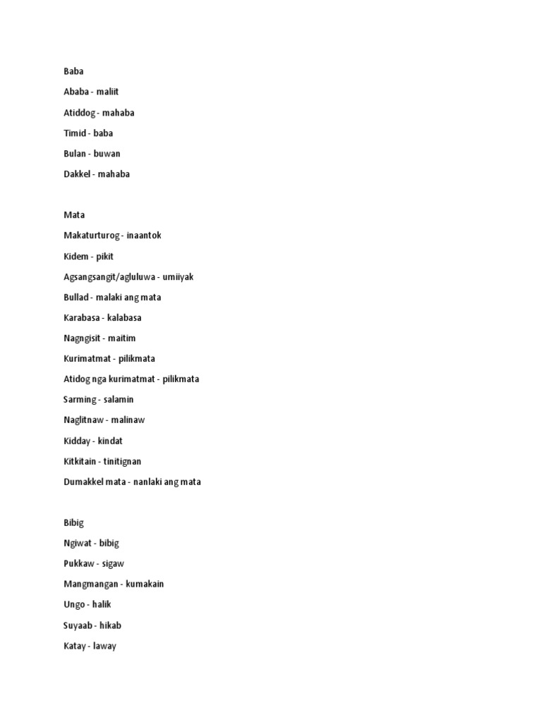 Ilocano Words | PDF
