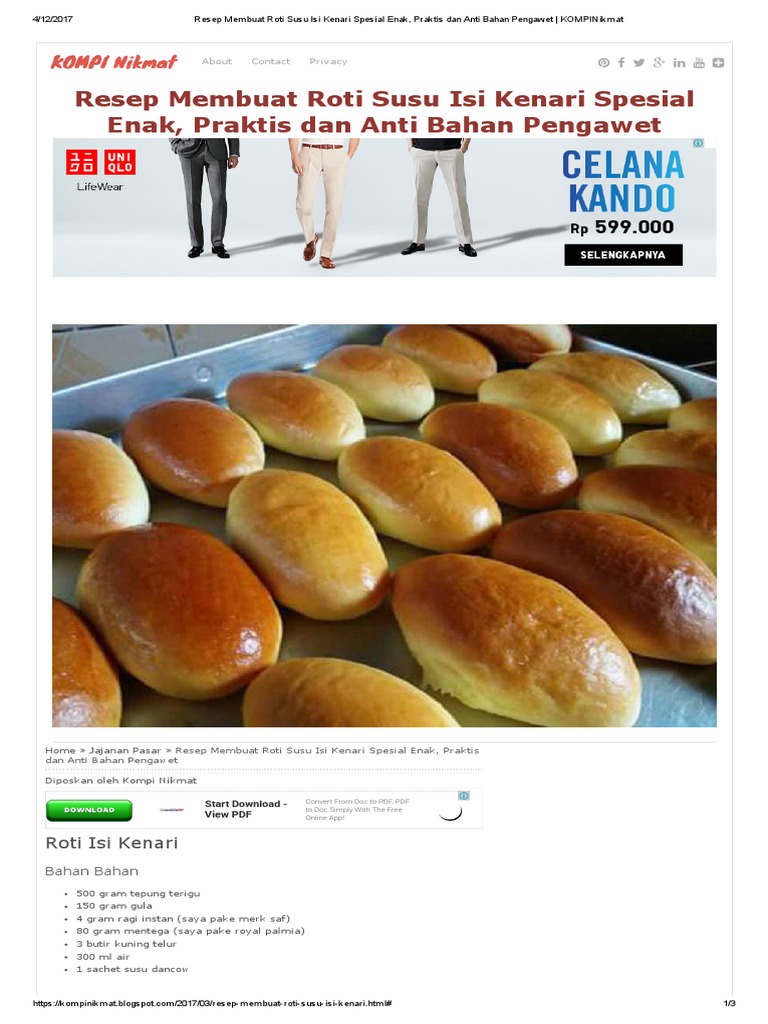 Resep Membuat Roti Susu Isi Kenari Spesial Enak, Praktis Dan Anti Bahan ...