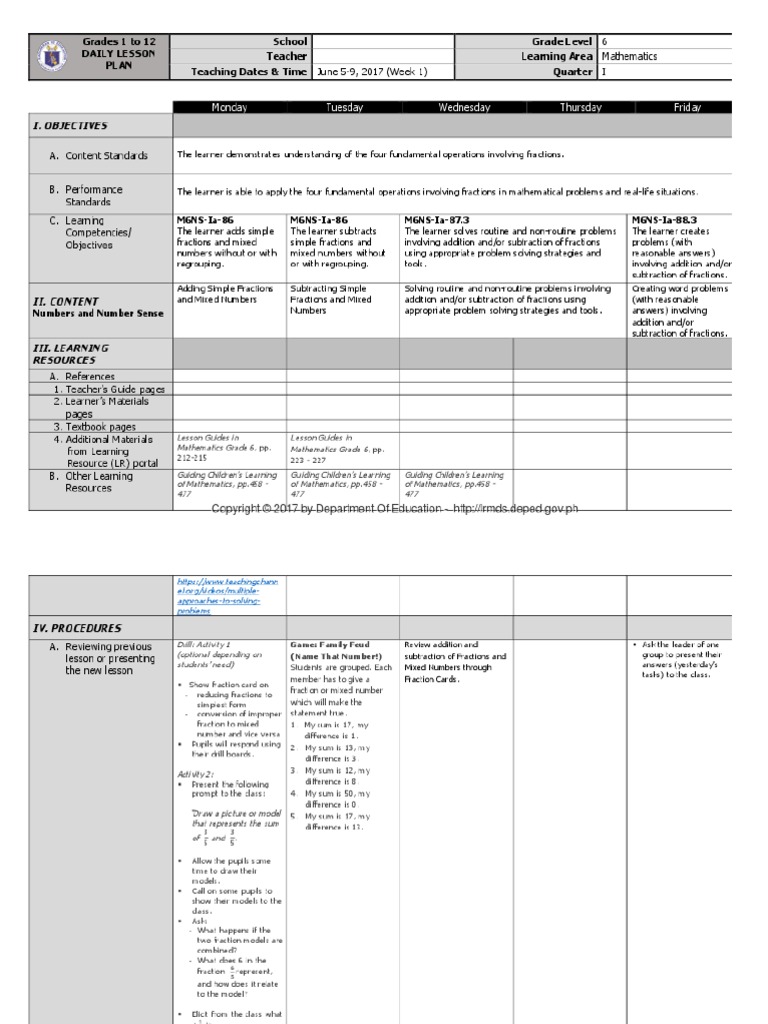 DLP Math 6 q1 w1-3 | PDF