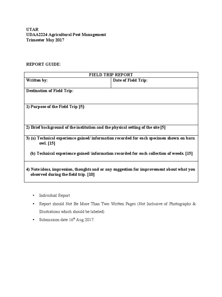 Field Trip Report Guide | PDF