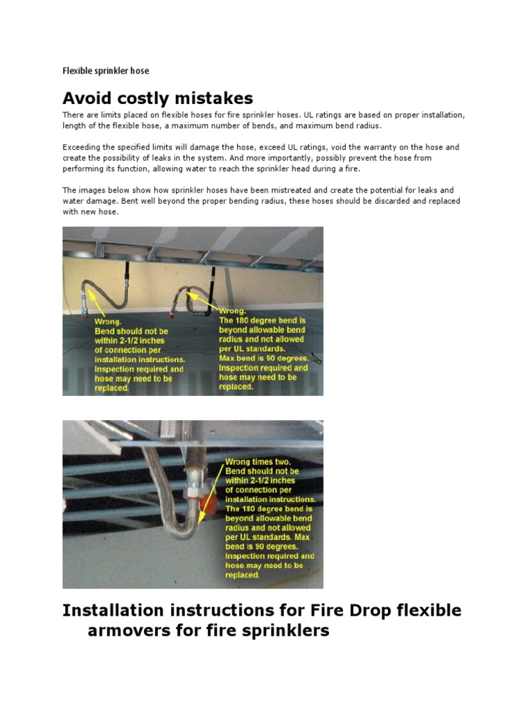 Flexible Sprinkler Hose Installation Guide | PDF | Fire Sprinkler ...