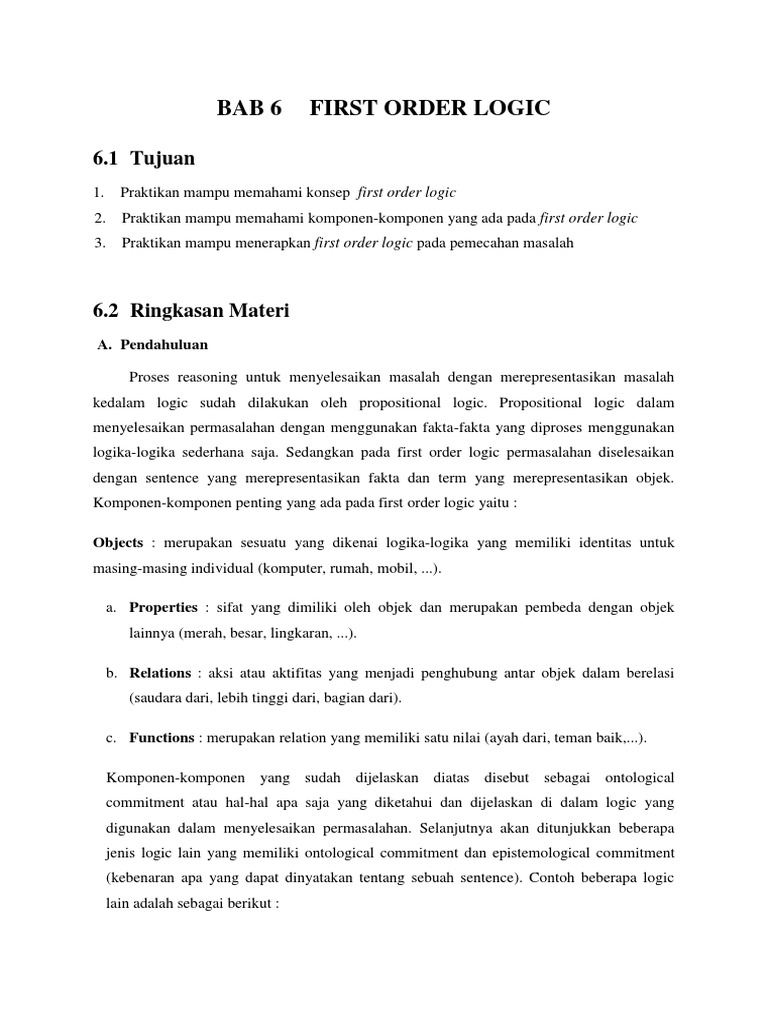 PRINCIPLES OF FIRST ORDER LOGIC | PDF