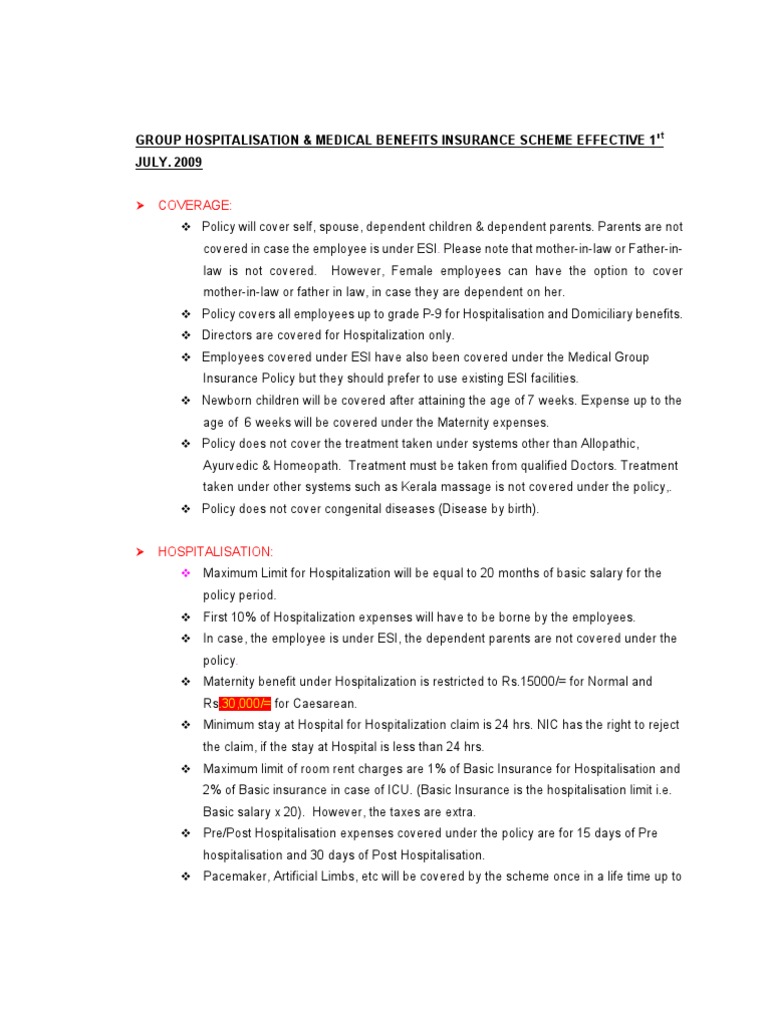 Group Hospitalization Insurance Overview | PDF | Medical Prescription ...