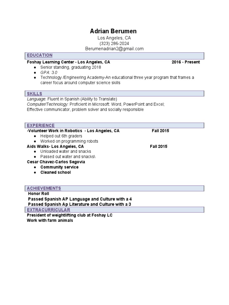 Adrians Resume | PDF
