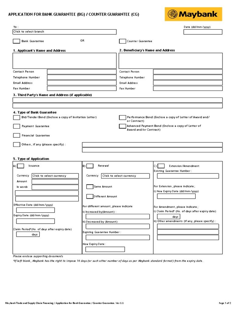 Bank Guarantee Application Form | PDF | Shelf Life | Bonds (Finance)