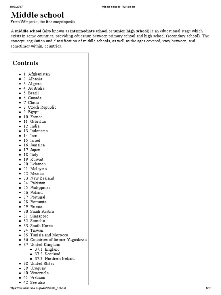 Middle School - W | Download Free PDF | Middle Schools | Educational Stages