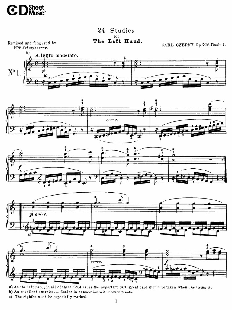 CZERNY 24 Piano Studies For The Left Hand Op. 718 PDF | PDF