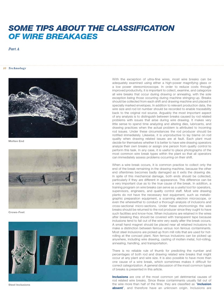 Some Tips About The Classification of Wire Breakages Part A - 2012 PDF ...