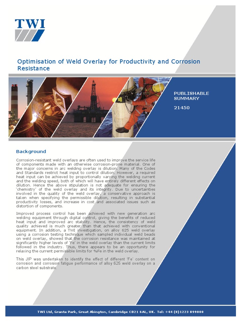Optimisation of Weld Overlay For Productivity and Corrosion Resistance ...