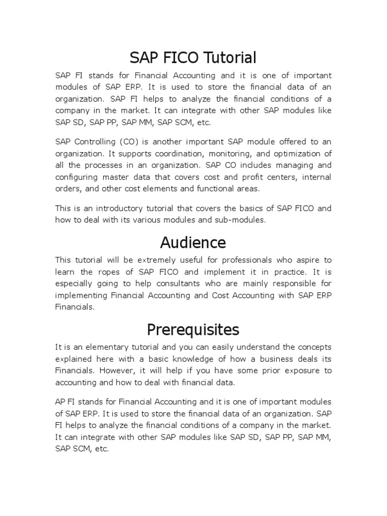 Sap Fico Consultants Manual | PDF